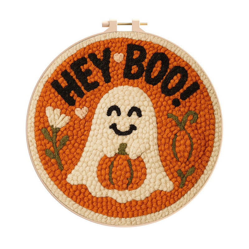Pumpkin Ghost Punch Needle Kit - Diy Lovely Needlework | Great Hallowe ...