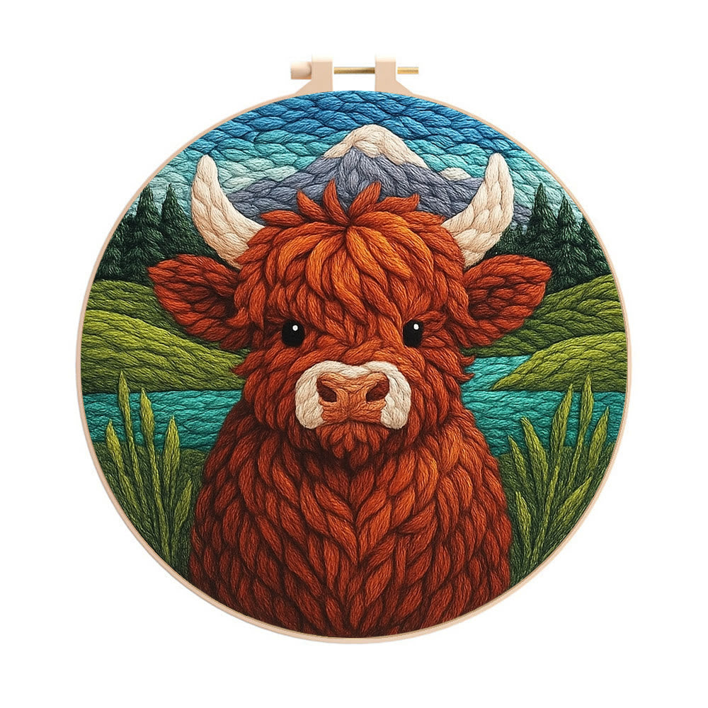 Highland Cow Punch Needle Kit - Handmade Animal Needlework | Easy For ...