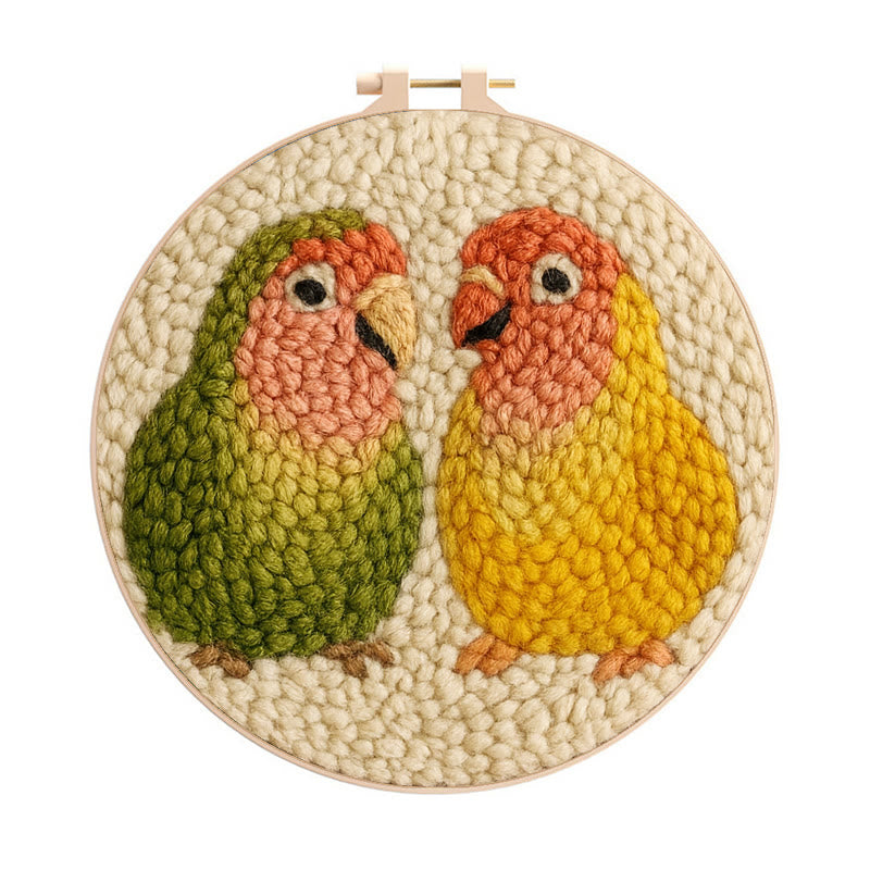 Shy Parrots Punch Needle Kit - Spring Bird Craft | Beginner Friendly N ...