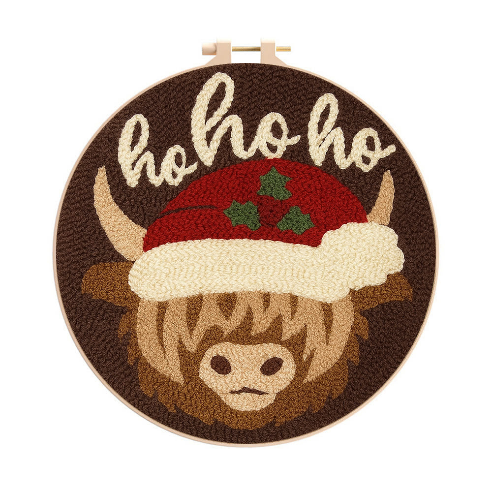 Christmas Highland Cow Punch Needle Kit - Diy Door Decor | Easy Handic ...