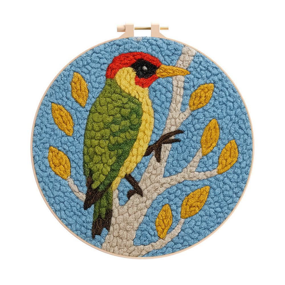 Woodpecker Branch Punch Needle Kit – Beginner-friendly Diy | Fresh Nat ...