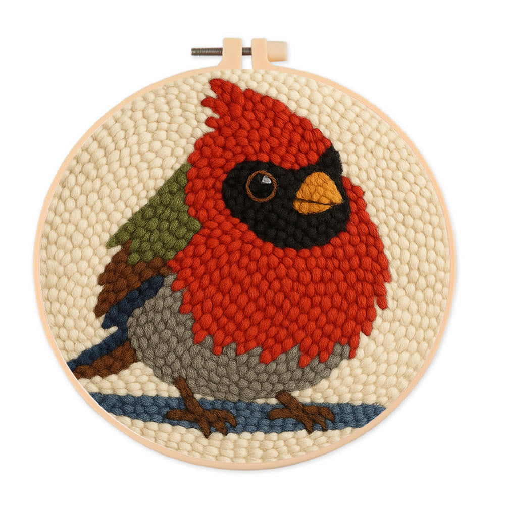 Cute Cardinal Bird Punch Needle Kit - Diy Starter Craft | Christmas De ...